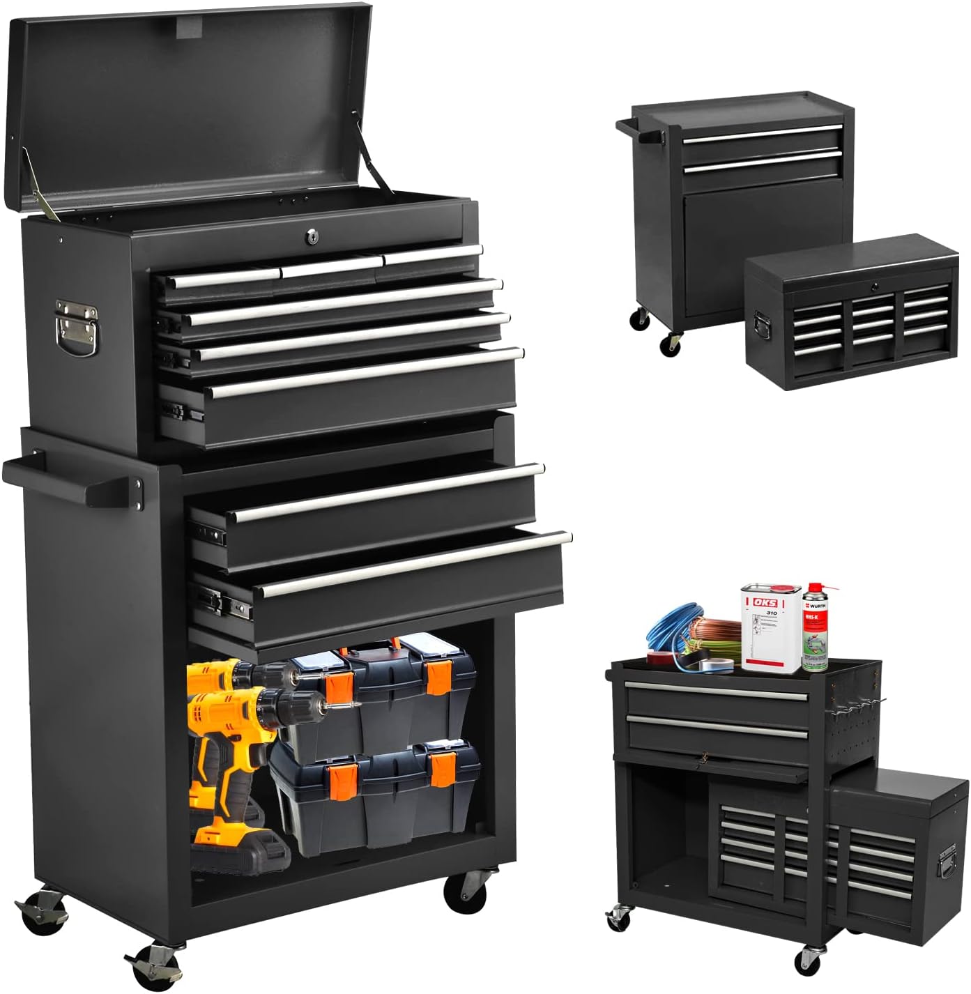 8-Drawer Rolling Tool Chest Tool Box, High Capacity Tool Chest with ...