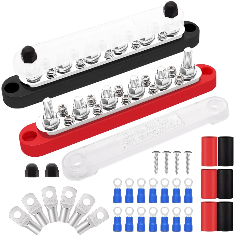 Snapklik.com : Dianrui 12V Bus Bar 1/4" Power Distribution Block 250A ...