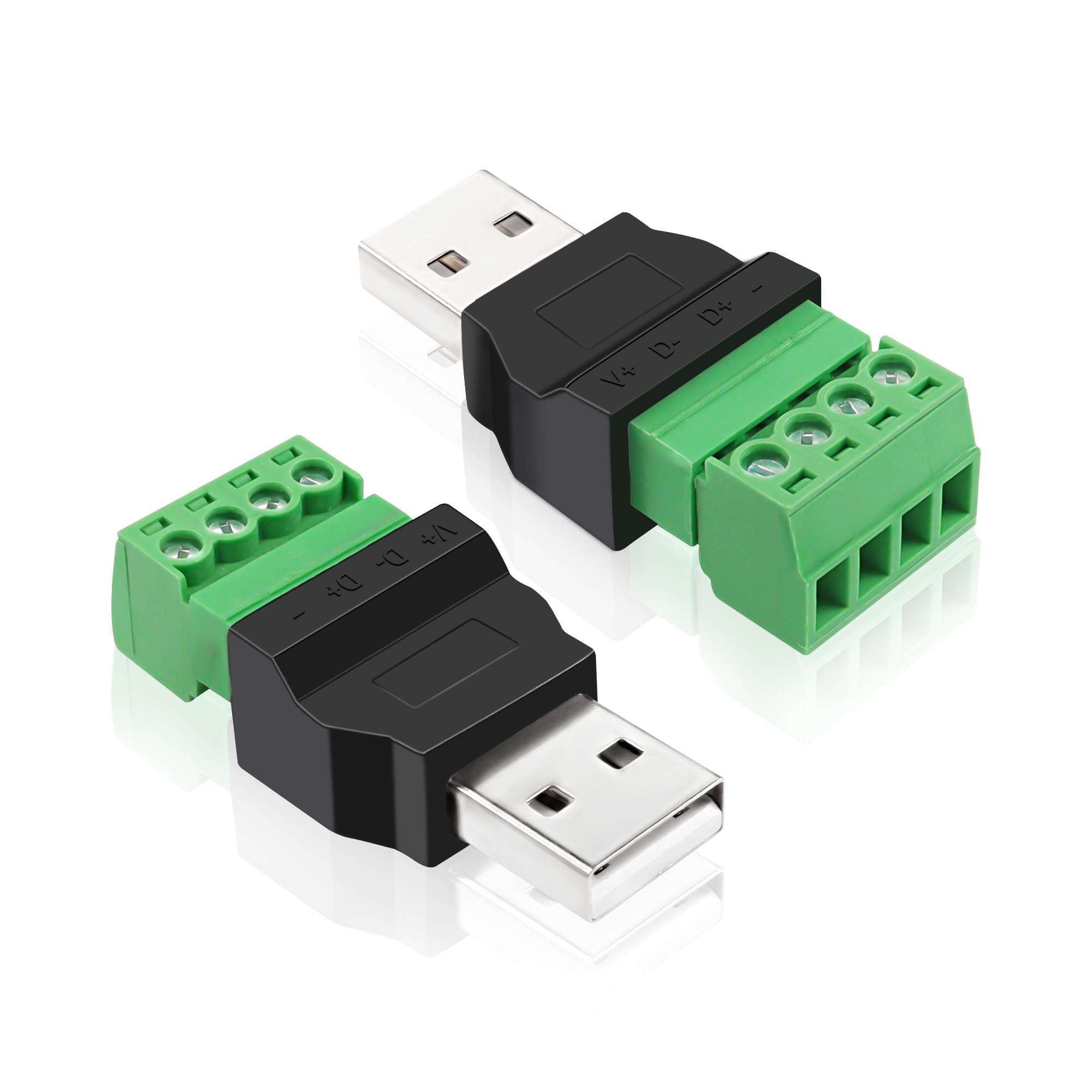 TERRIFI USB Screw Terminal Block Adapter Connector, USB 2.0 A Male Plug ...