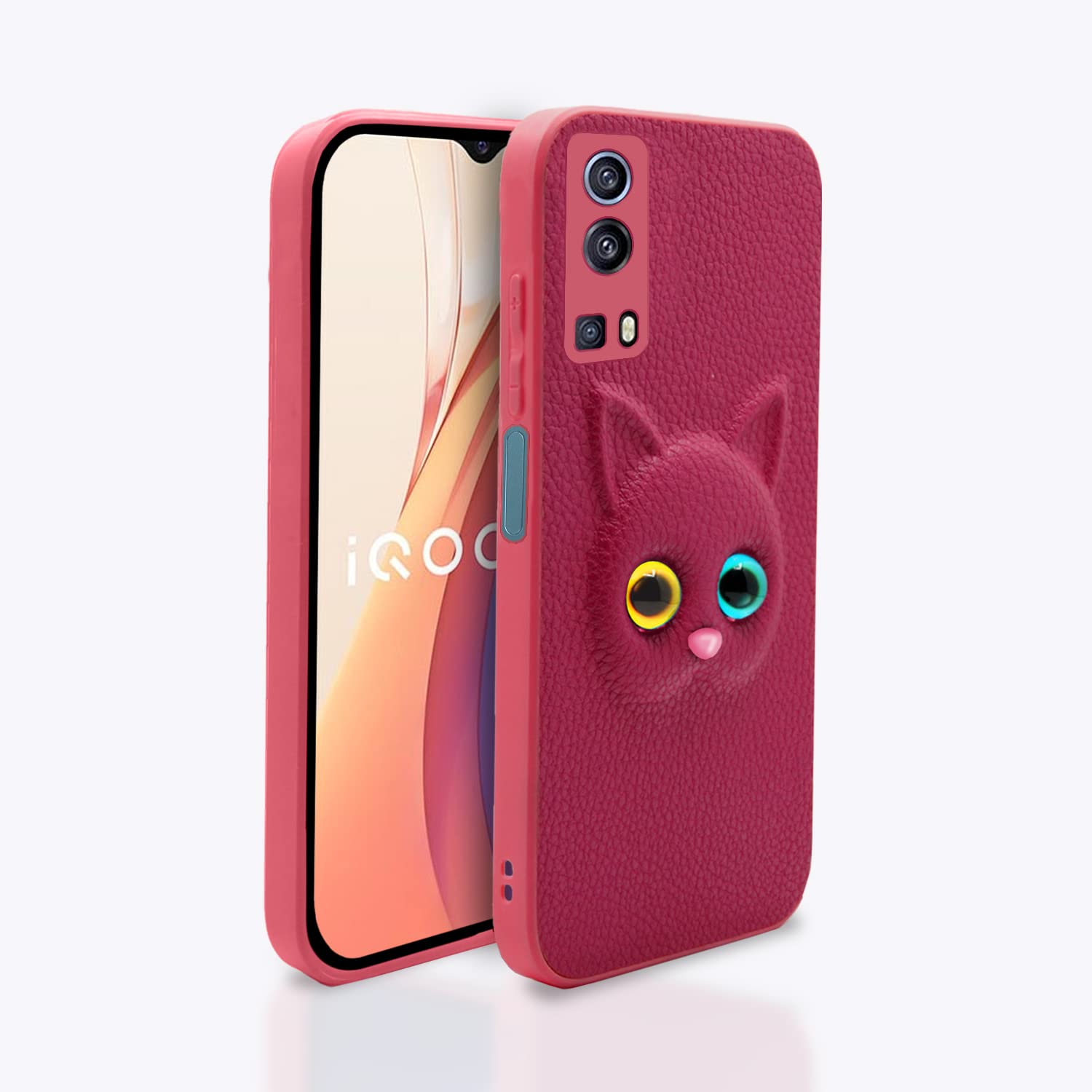 Pikkme Iqoo Z3 5G Back Cover for Girls | Cute Cat Leather Finish | Soft ...