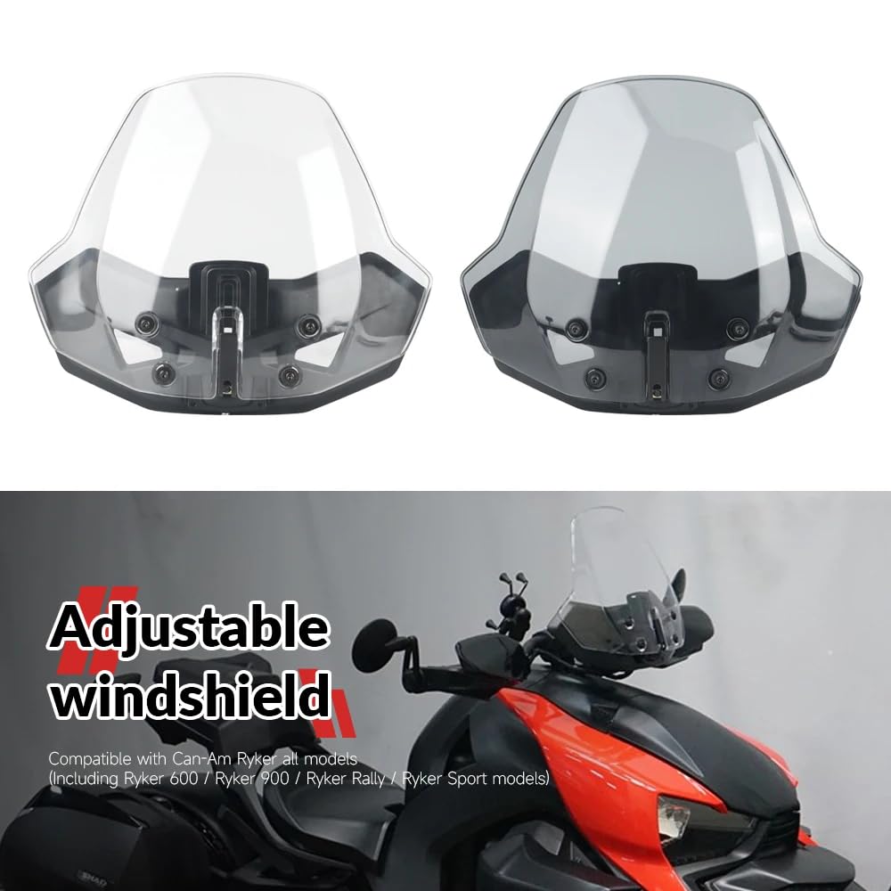 Adjustable 3 inches Windshield for Can-Am Ryker 600 900 Sport & Rally ...