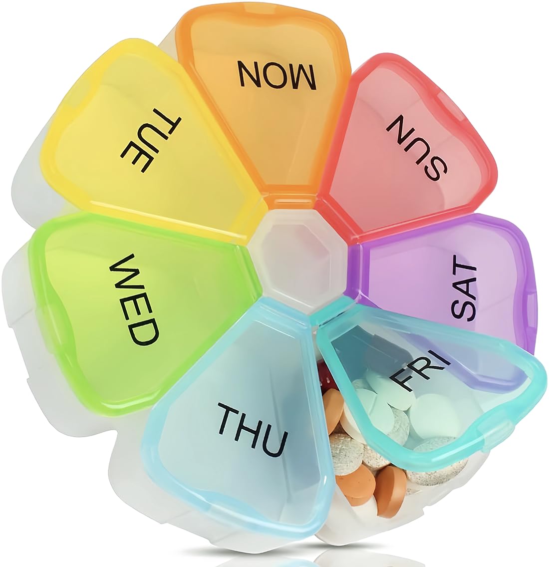 Portable Weekly Pill Box | Easy to Open 7 Day Premium Quality Tablet ...