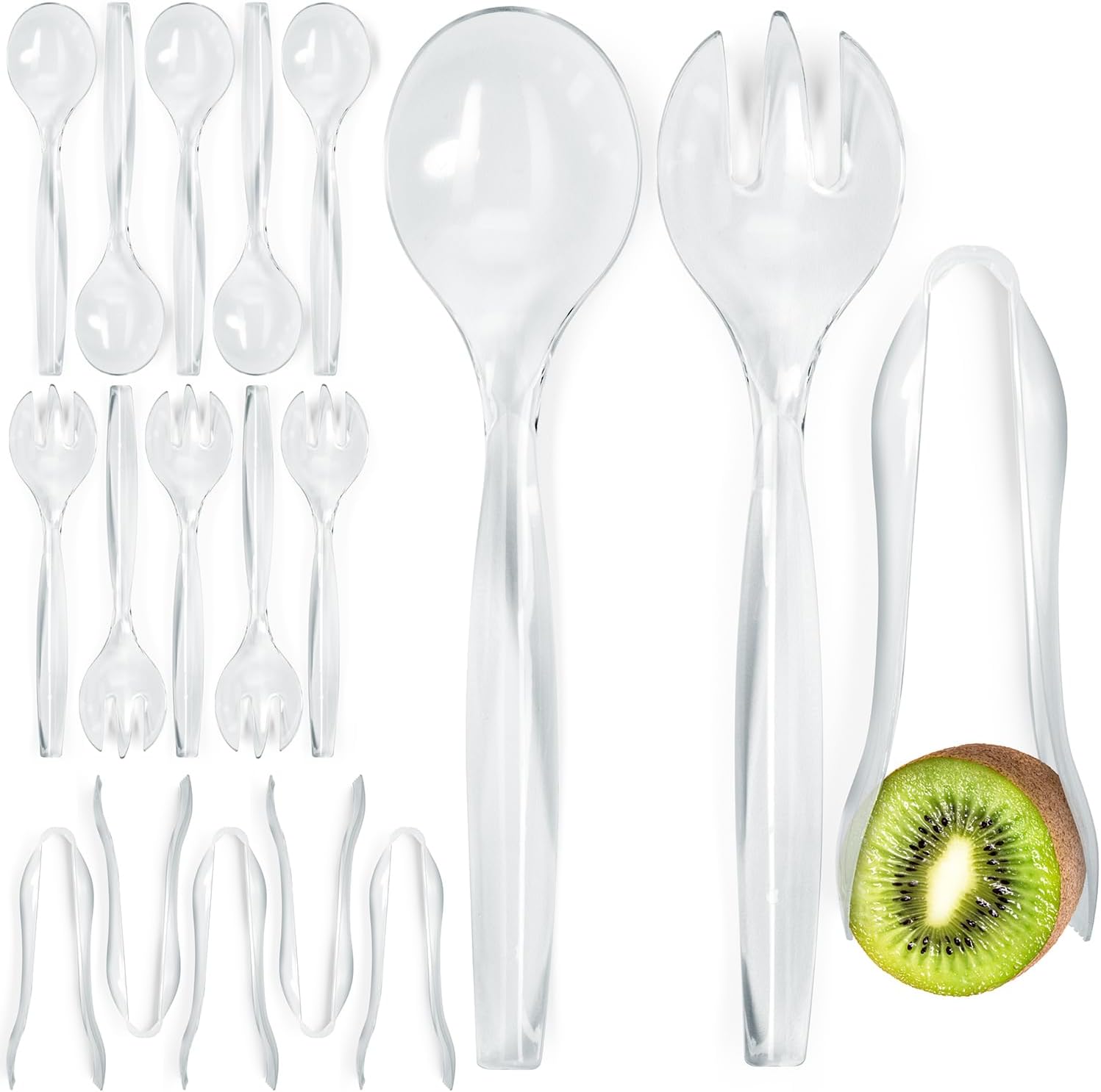 Amazon.com: Disposable Plastic Serving Utensils - Set of 18 Clear ...