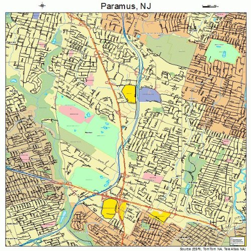 Amazon.com: Large Street & Road Map of Paramus, New Jersey NJ - Printed ...