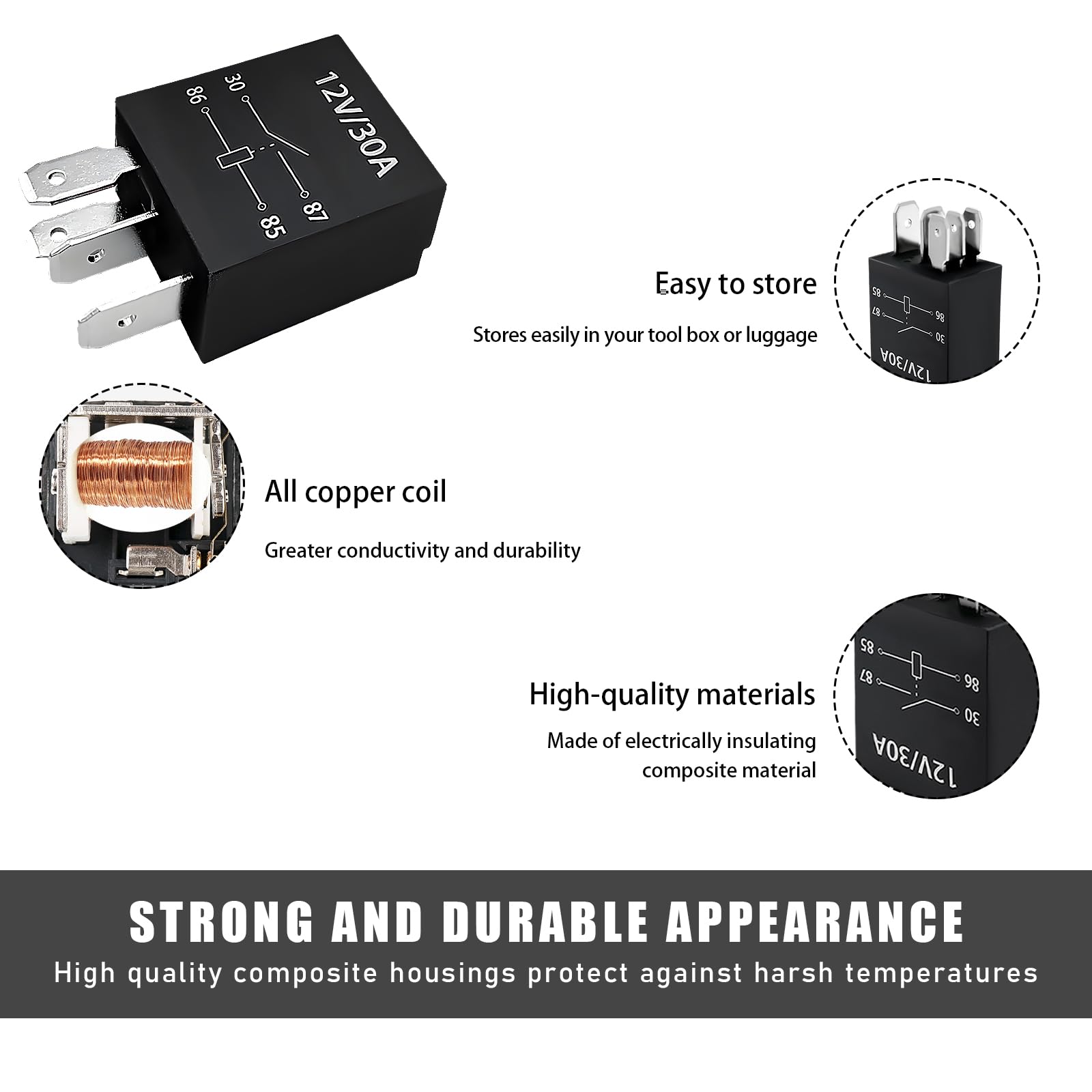 Snapklik.com : 4 PCS 30A Starter Relay, 4 Pin 12 V Multi-Purpose Relay ...