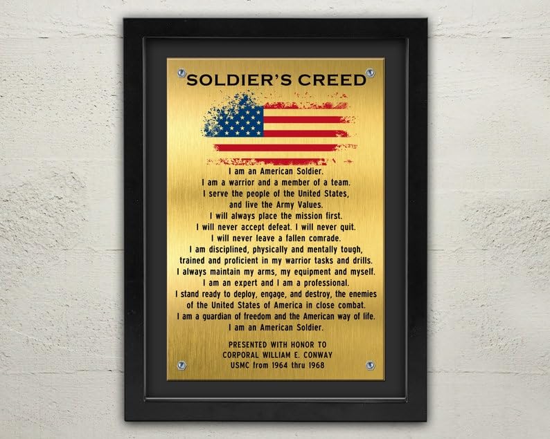 Amazon.com: Personalized Army Soldier's Creed Framed Plaque-Army Award ...