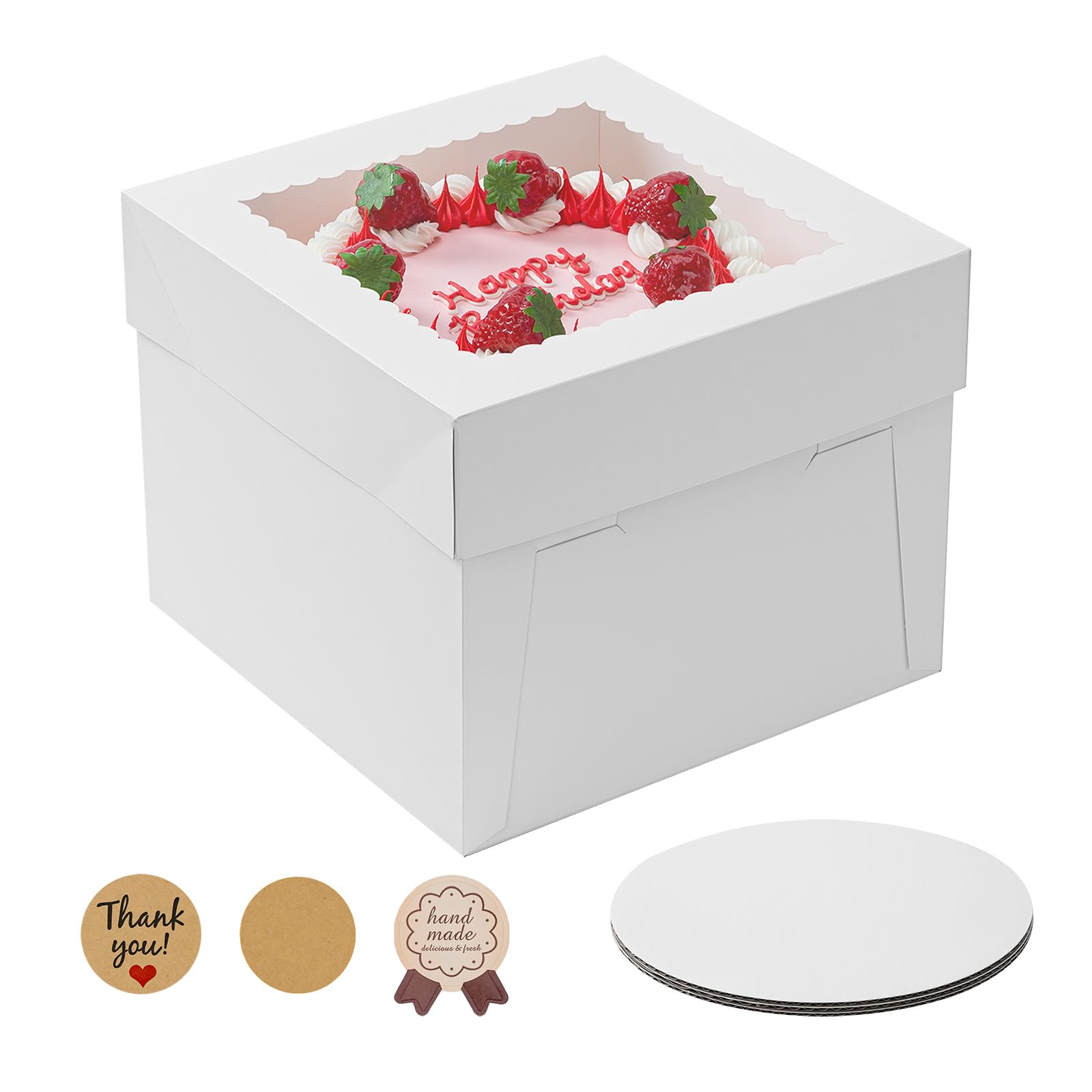 Amazon.com: Vorfre 3 Pack Cake Boxes with Window, 12x12x8 Inch Tall ...