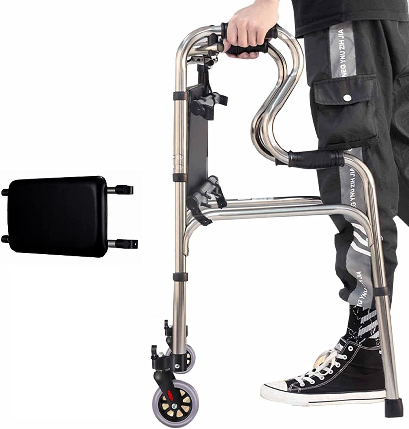 HPTHLY Leichter Aluminium-Rollator zum Aufstehen mit 2 Rädern, Sitz für ...
