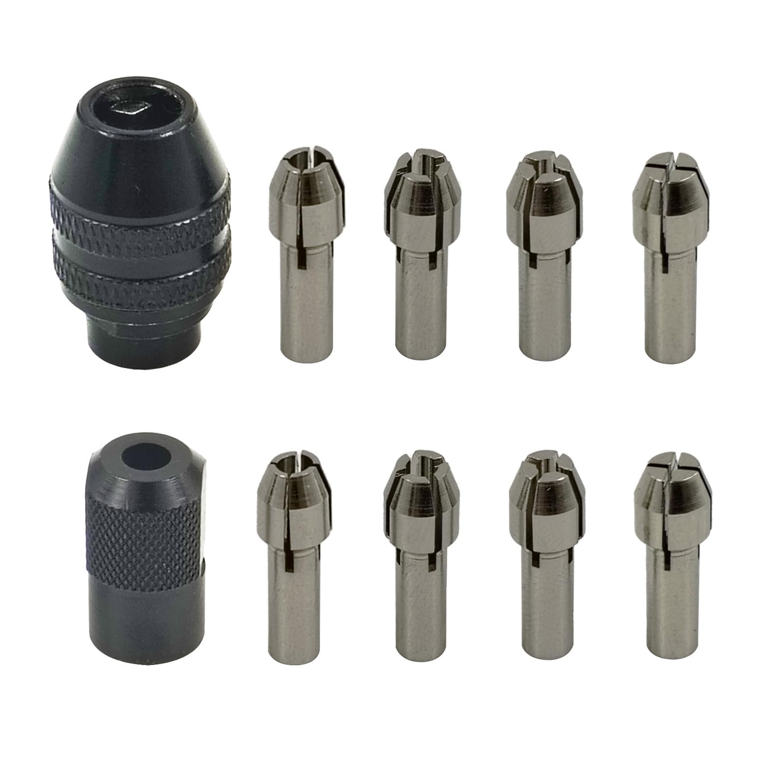 10 Pcs Rotary Collet Nuts Set, 3-Jaw Multi Quick Change Keyless ...