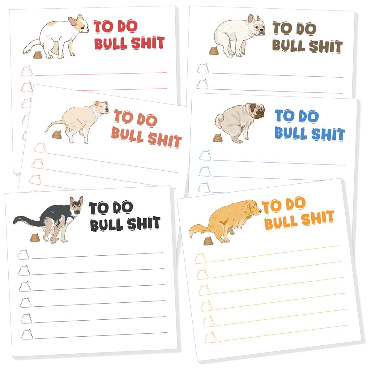 Amazon.com : Funny Sticky Notes - 6 Pads Dog Pooping Sticky Note 3x3 ...