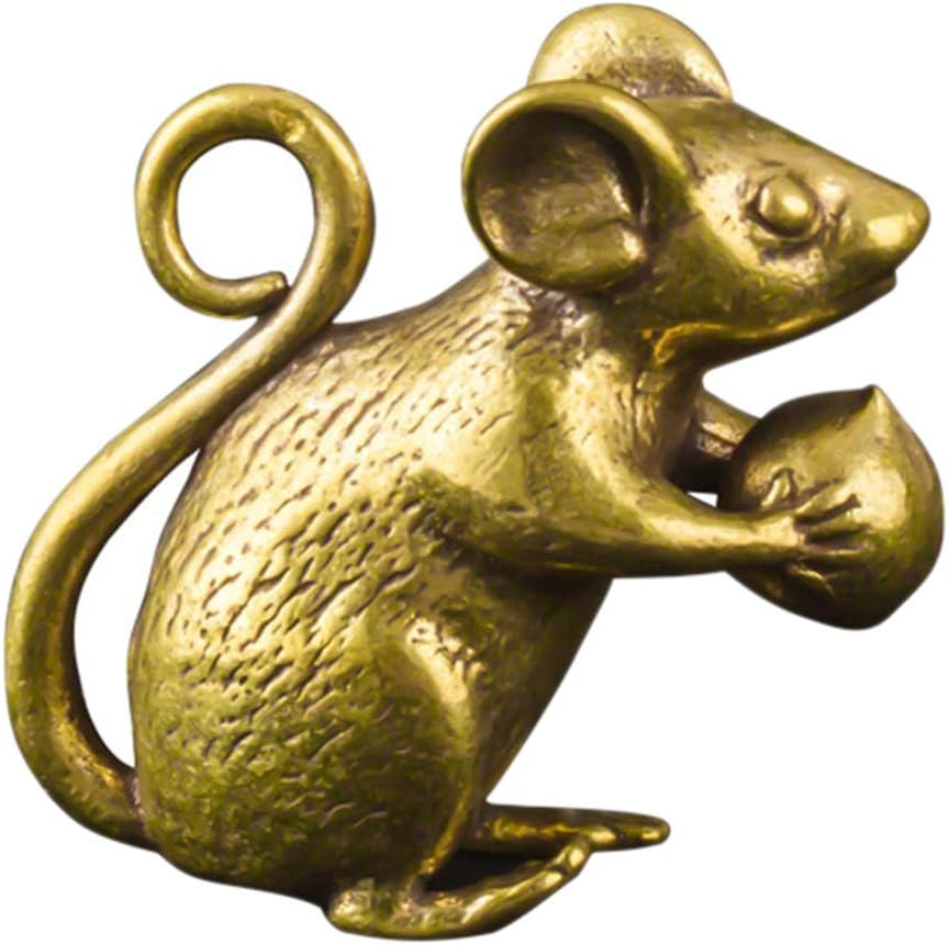 Amazon.com: LFWATAXY 2 Pcs Brass Mini Lucky Rat Statue Solid Metal ...