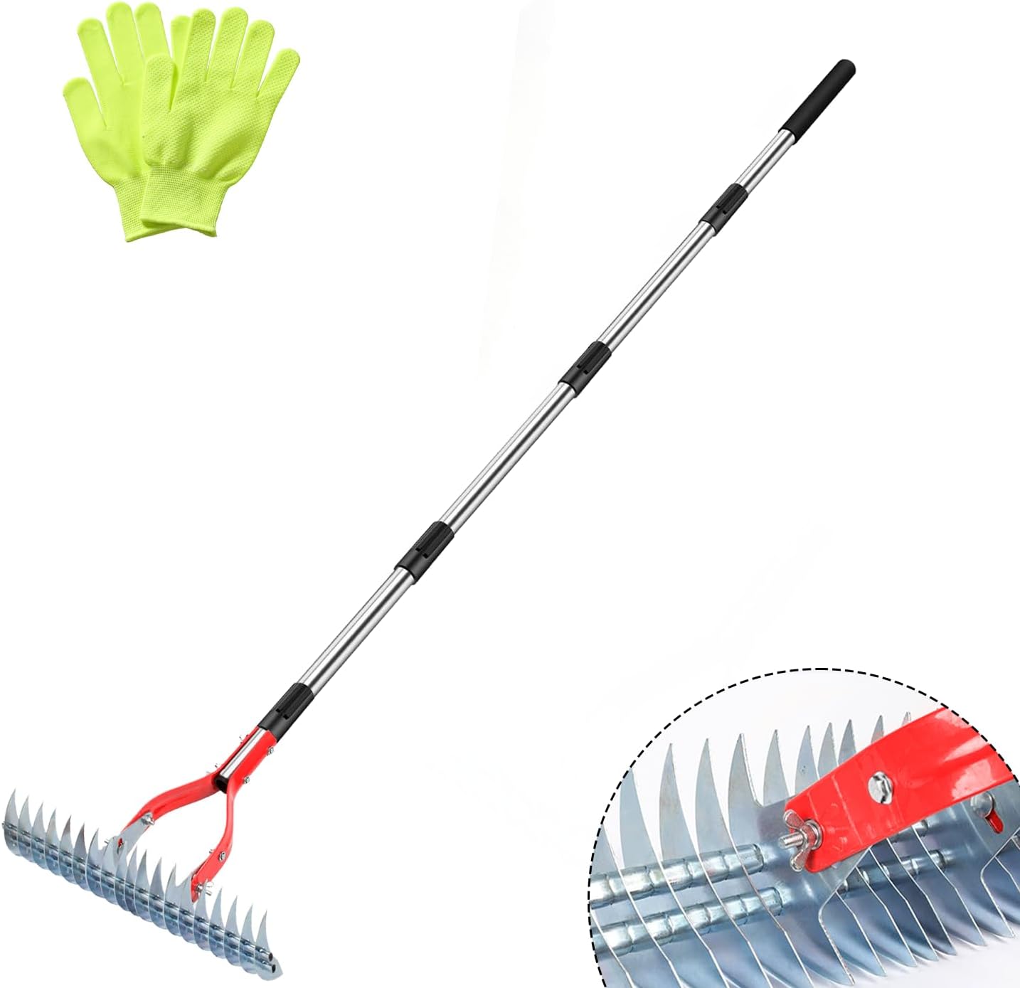 Amazon.com : Thatch Rake, 15-Inch wide dethatcher rake for Cleaning ...