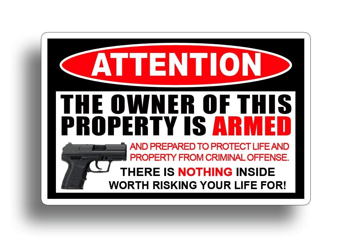 Amazon.com: 2 pcs Security Warning Sticker Decal Gun Handgun Pistol, 5 ...