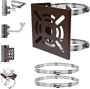 Amazon.com : Universal Vertical Pole Mount Adapter with 2 Loops Brown Stainless Steel Wall ...