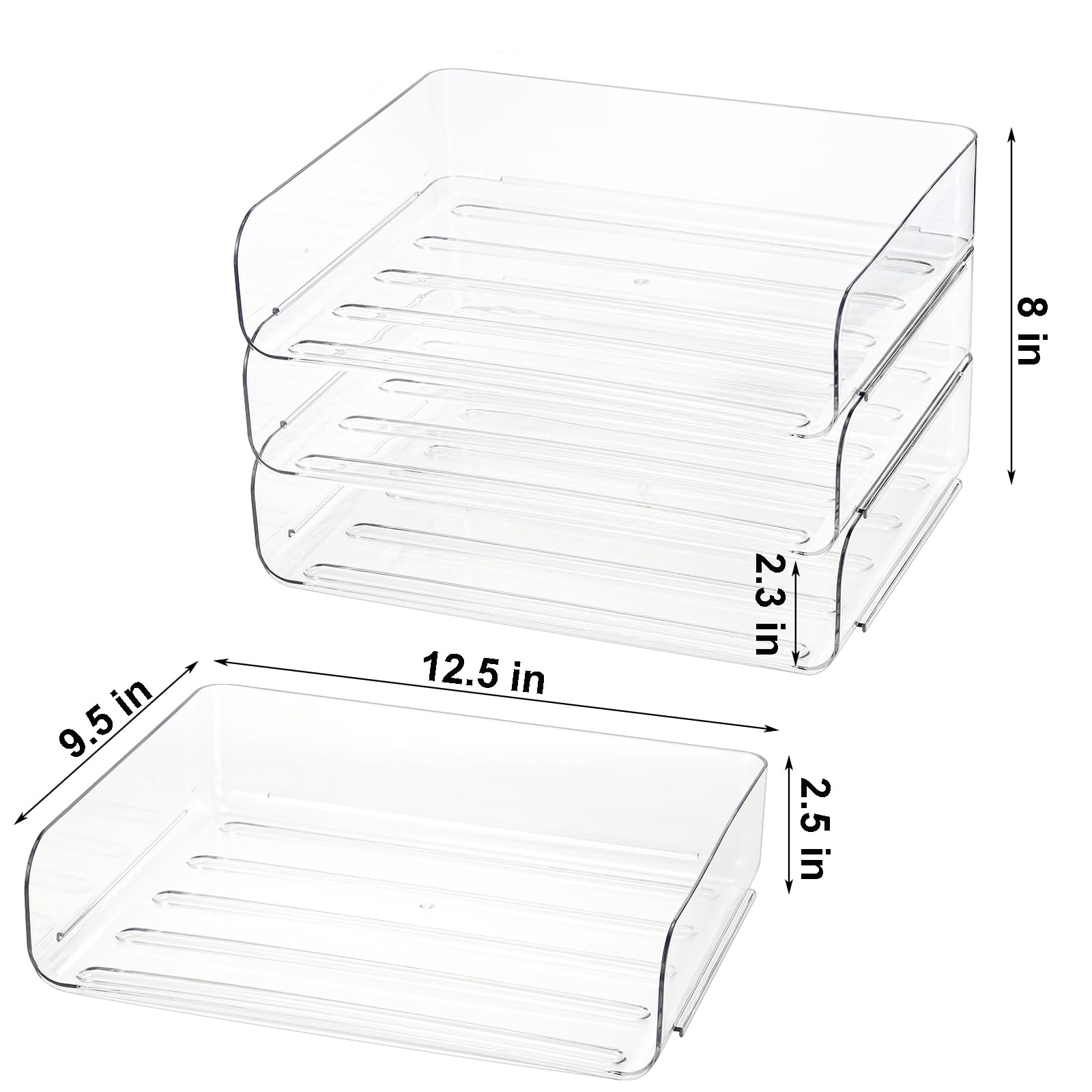 Snapklik.com : 3 Pack Stackable Paper Trays, Clear PET Desk Letter Tray ...