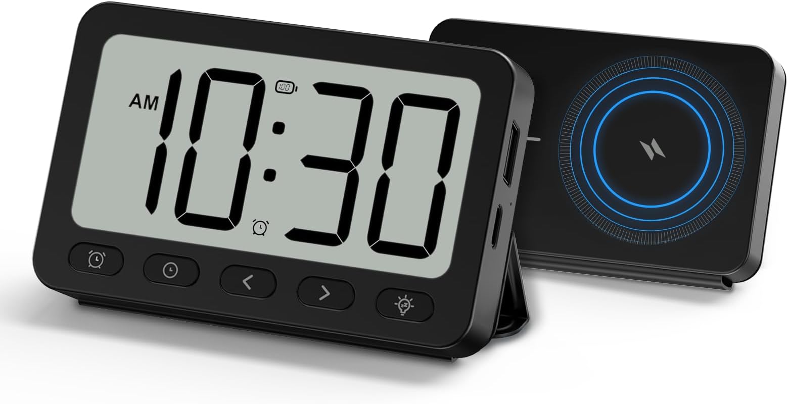 Amazon.com: ANJANK Digital Travel Alarm Clock, 6000mAh Portable Power ...