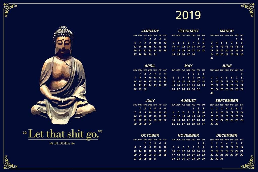 Amazon.com: Let That Shit Go Buddha Funny Calendar Laminated Dry Erase ...