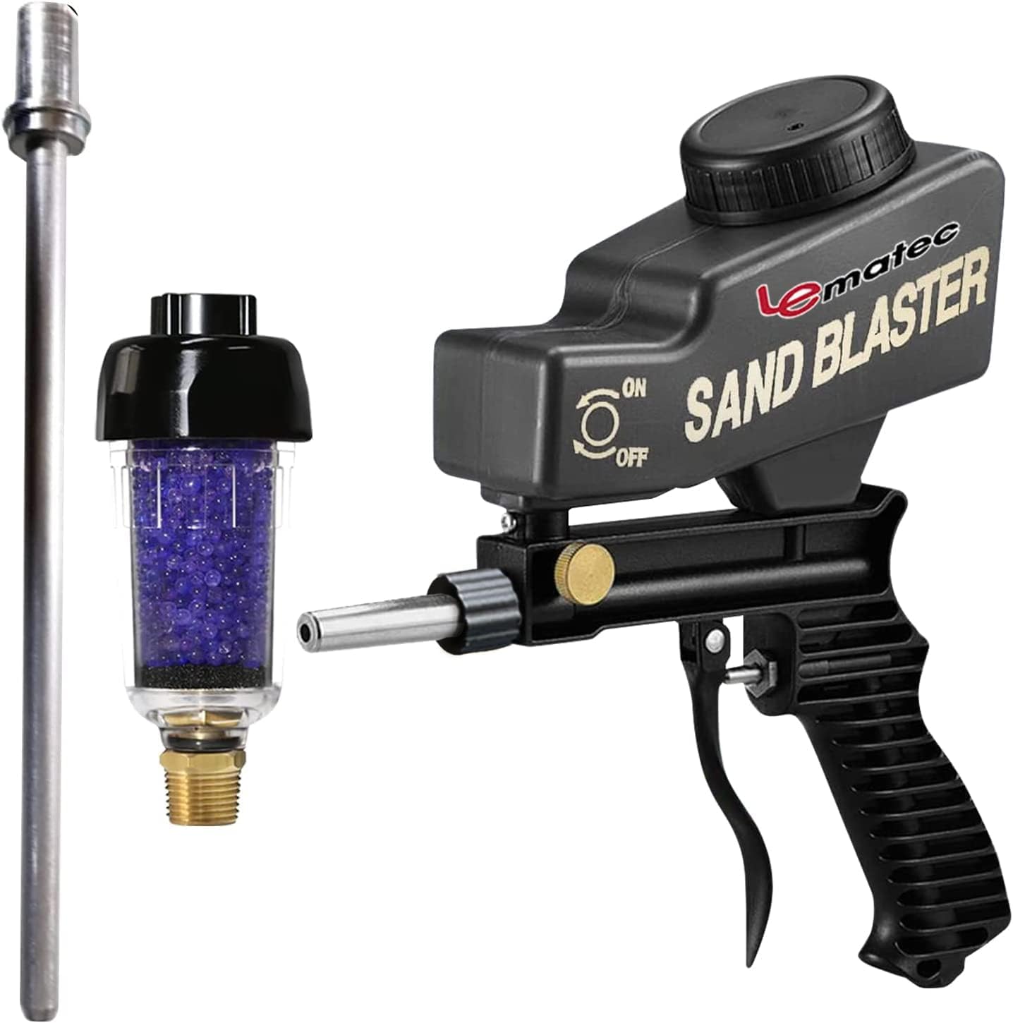 LE LEMATEC Sand Blaster Gun Kit, Long Nozzle and Desiccant Filter ...