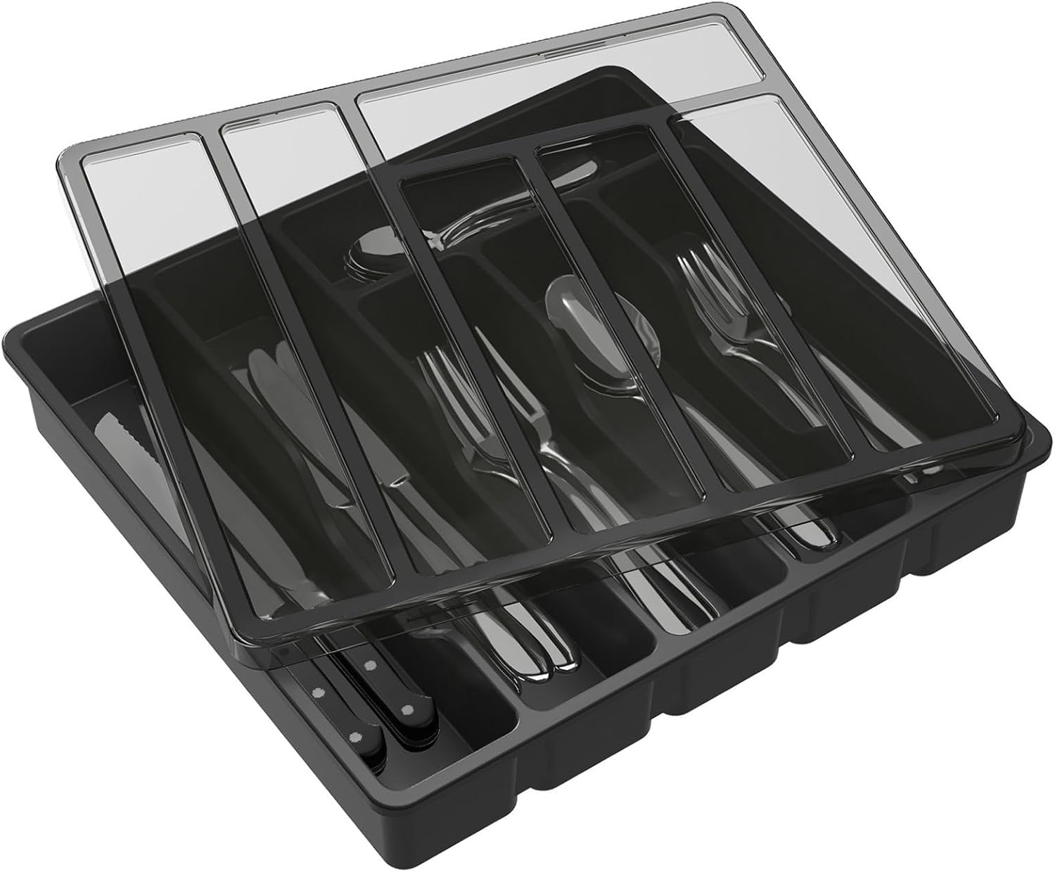 Organizador de Cubiertos, Porta Cubiertos de Cocina con Tapa, Adecuada ...