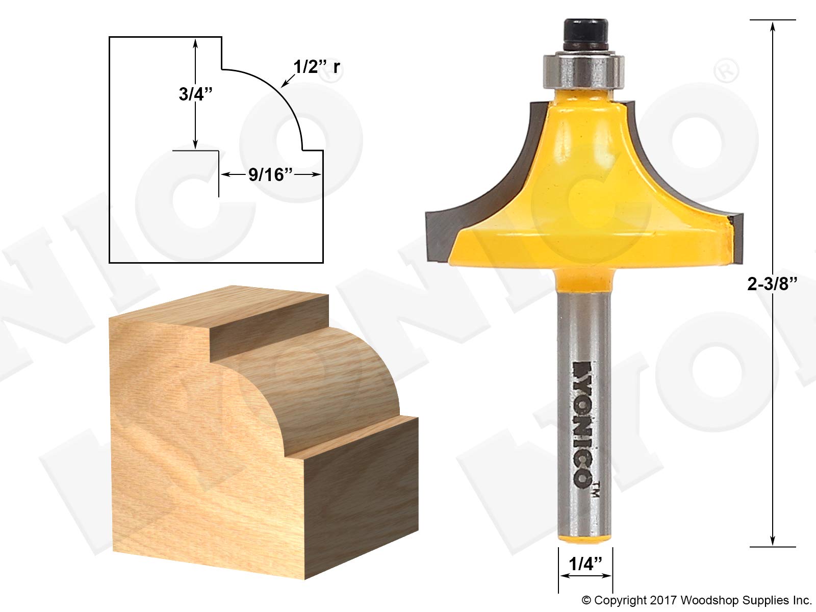 Snapklik.com : YONICO Router Bits Edge Forming Roundover Bead 1/2-Inch ...