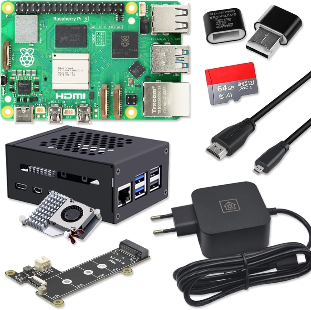 Raspberry Pi 5 8 Go PCIe M.2 NVMe – Kit | Boîtier en métal | Cooler ...