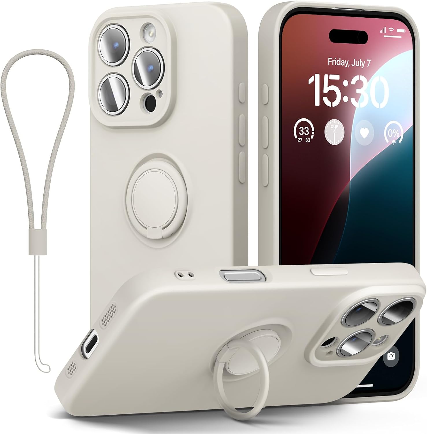 Amazon.com: ABITKU for iPhone 16 Pro Max Case with Ring Stand, Liquid ...