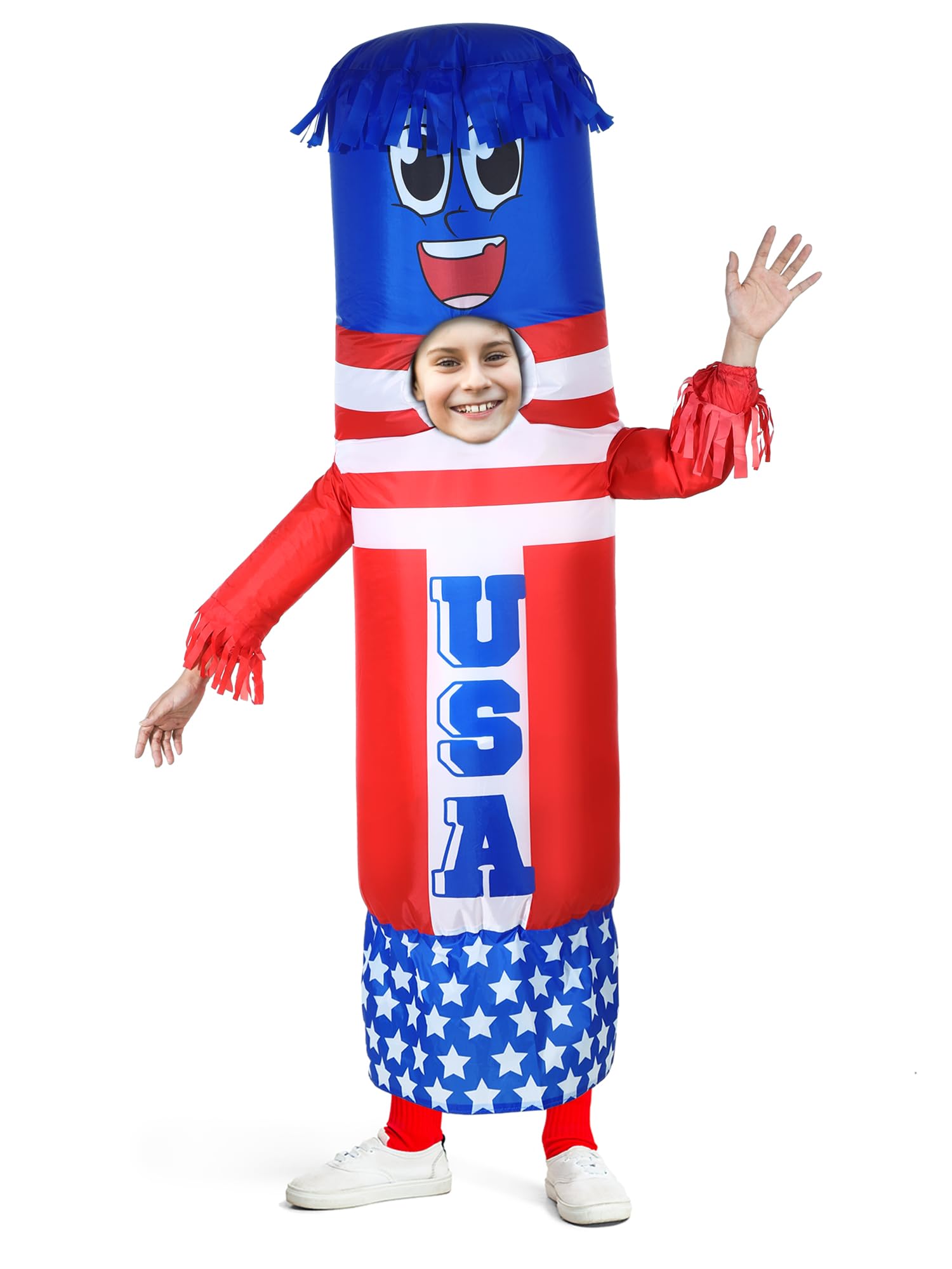 USA Inflatable Dancer Costumes for Kids American Flag Wacky Tube Dancer ...