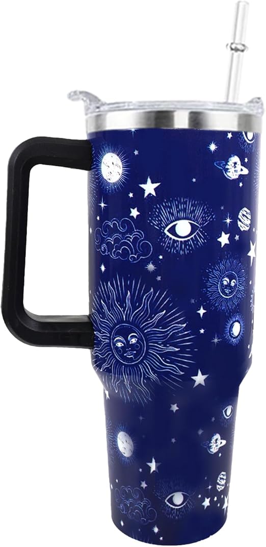Amazon.com | Blue Sun Moon Mug 40 OZ Tumbler with Handle and Straw Lid ...