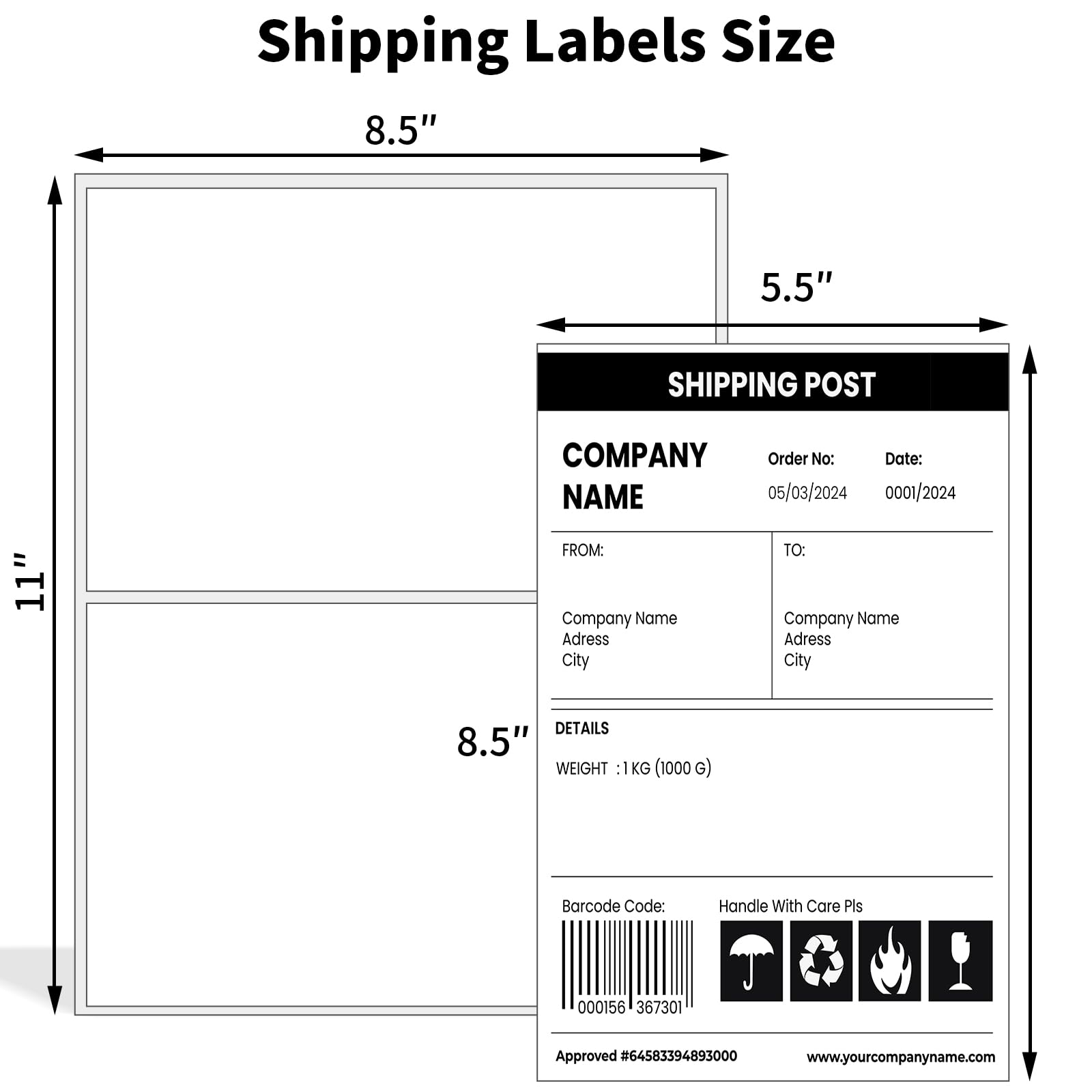Snapklik.com : 150 Sheets 300 Labels Half Sheet Self Adhesive Shipping ...
