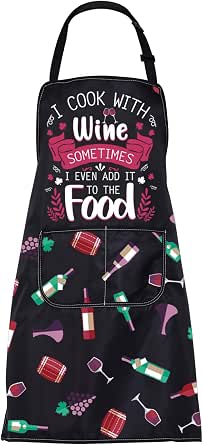 Amazon.com: FUSTMW Wine Aprons with Pockets I Cook with Wine Sometimes ...