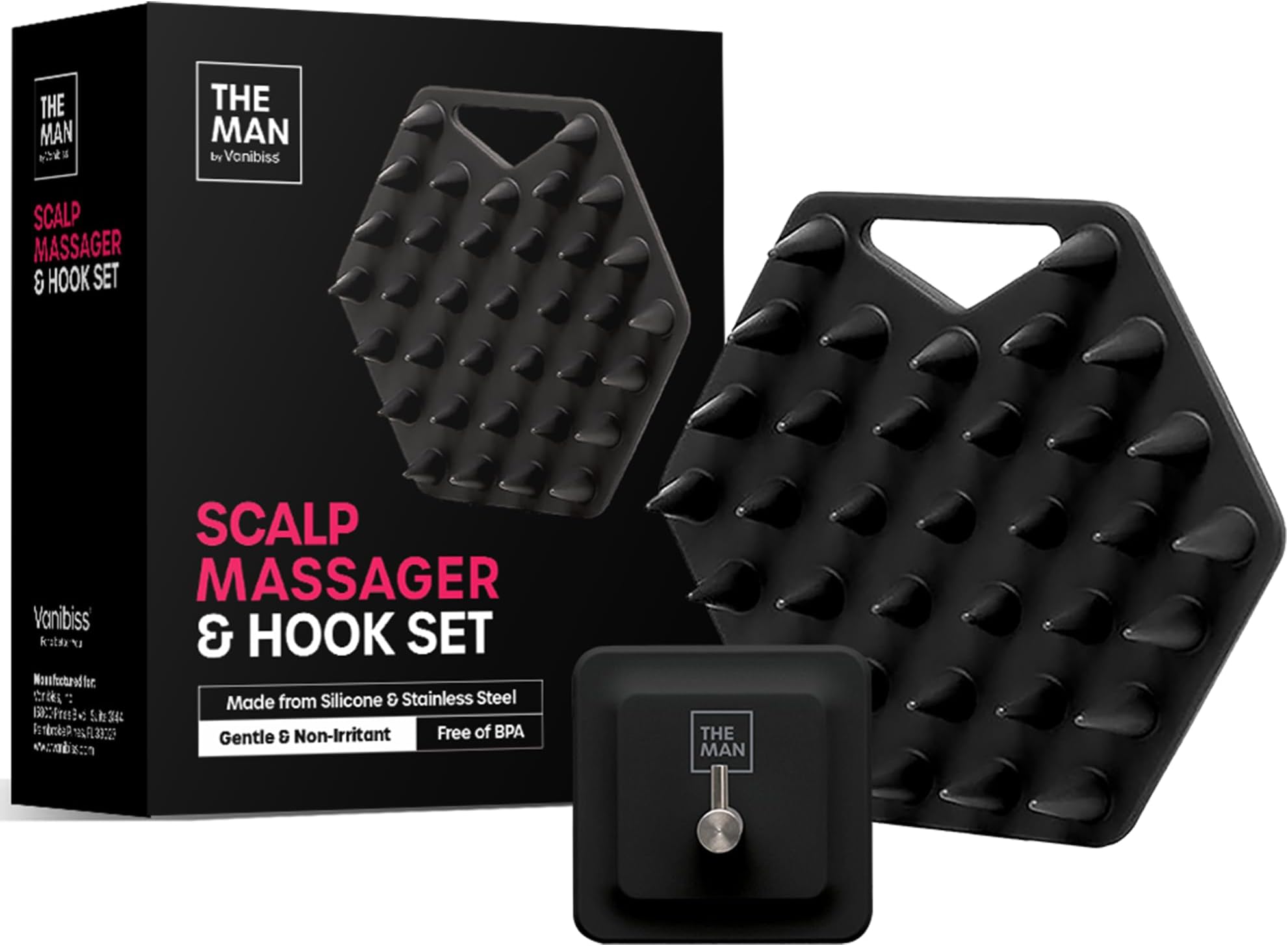 Amazon.com: The Man Silicone Scalp Massager & Hook - Head Massager ...