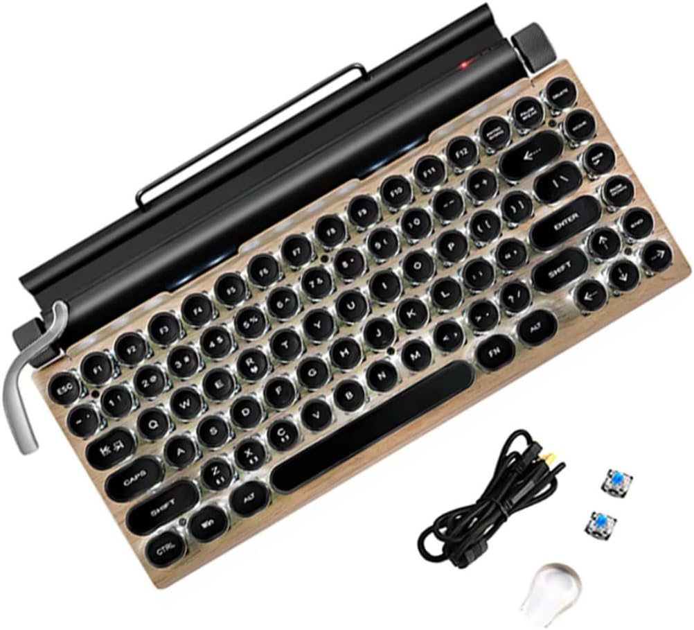 Murezima Gaming Keyboard, Typewriter Keyboard, Retro Wire Wireless ...