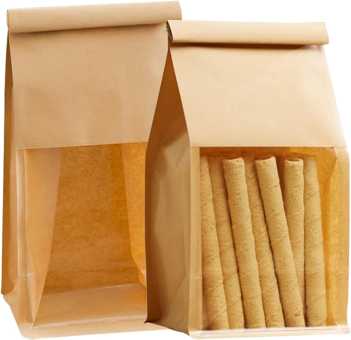 Amazon.com: Bakbania Bakery Bgas with Window 50 Pieces Paper Bread Bags ...