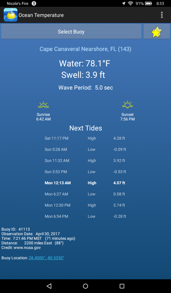 Seaside Buoy: Ocean Temperature & Tides - App on Amazon Appstore