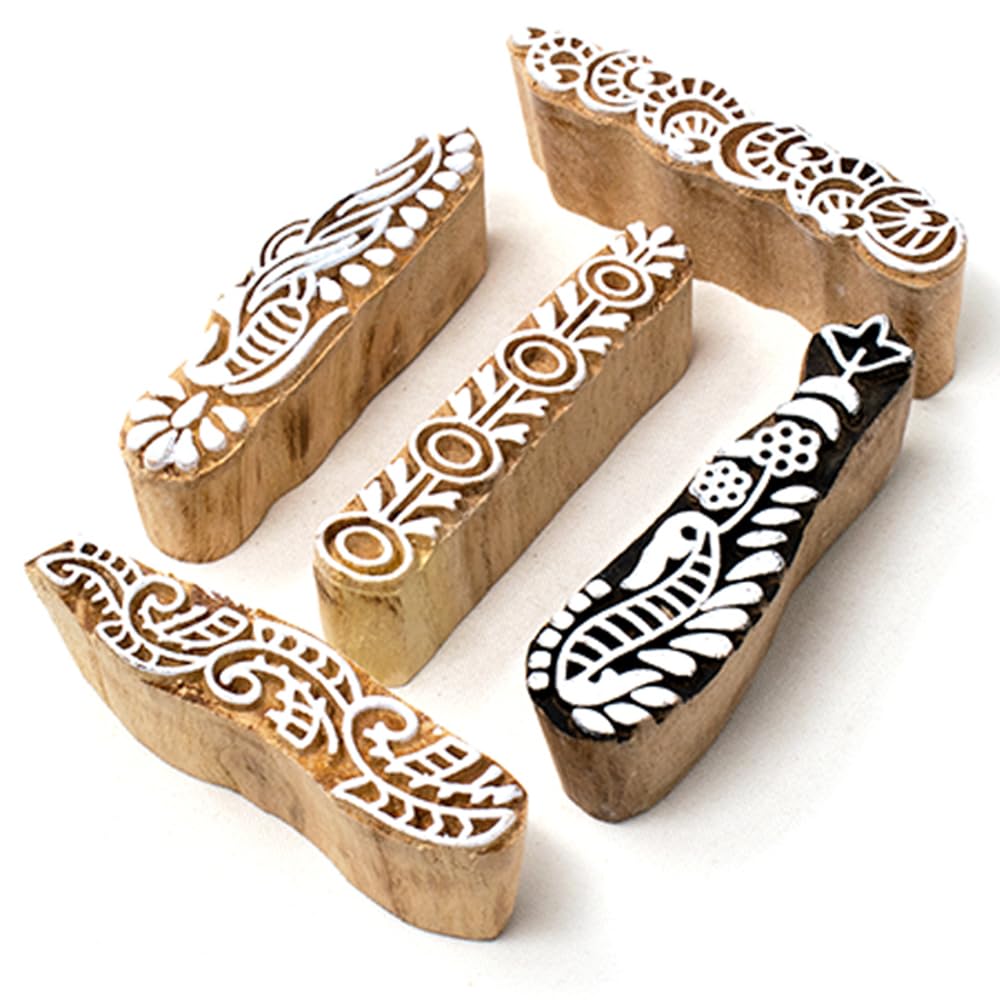 Snapklik.com : Handcarved Border Pattern Wooden Stamp Blocks For ...