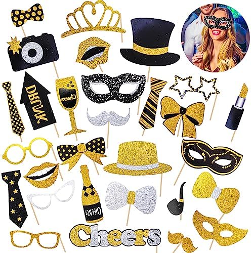 30Pcs Party Photo Booth Props,Glitter Photobooth Party Props Handheld ...