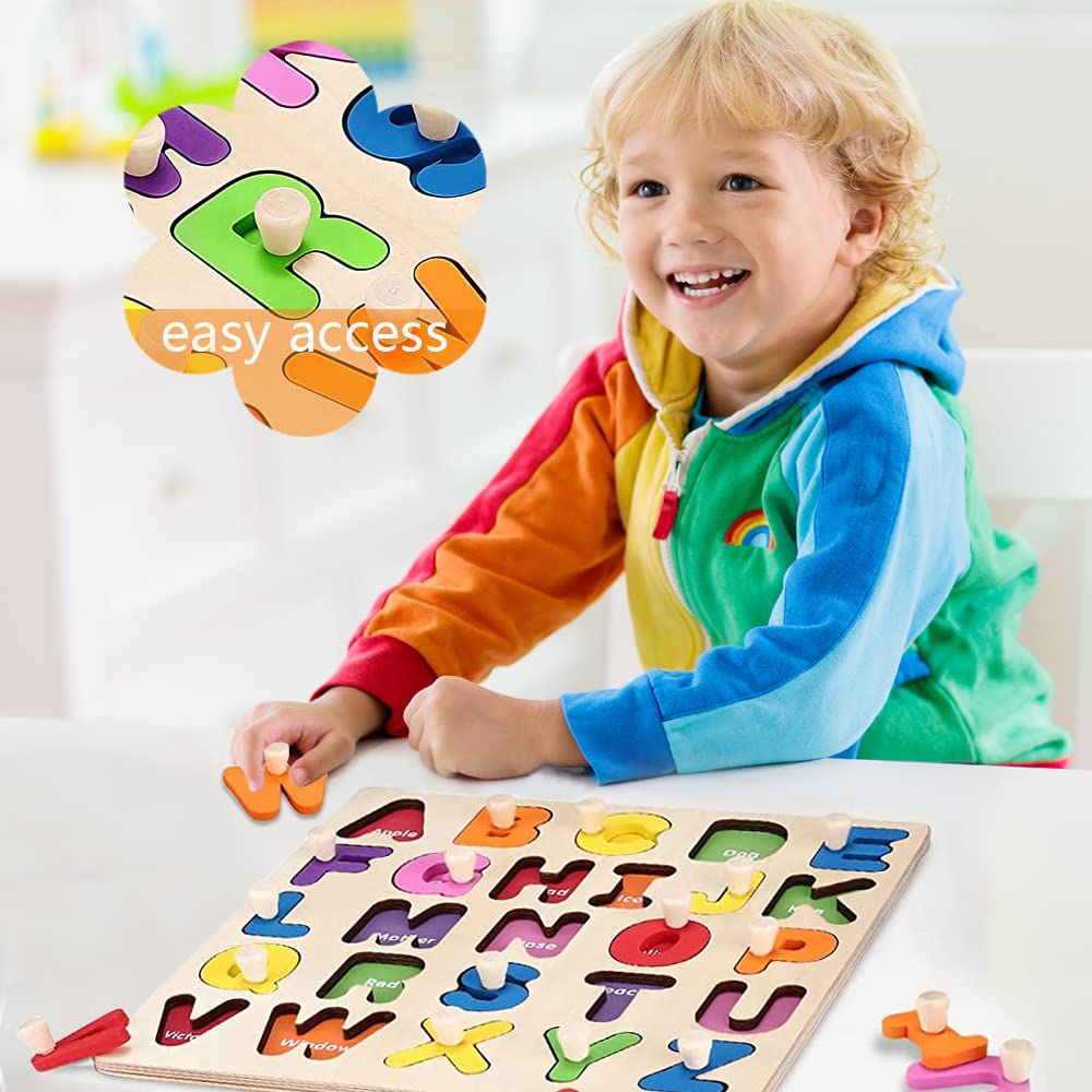Letter Flashcards For Toddlers 3-5 Years LiKee Wooden Alphabet Puzzle ...