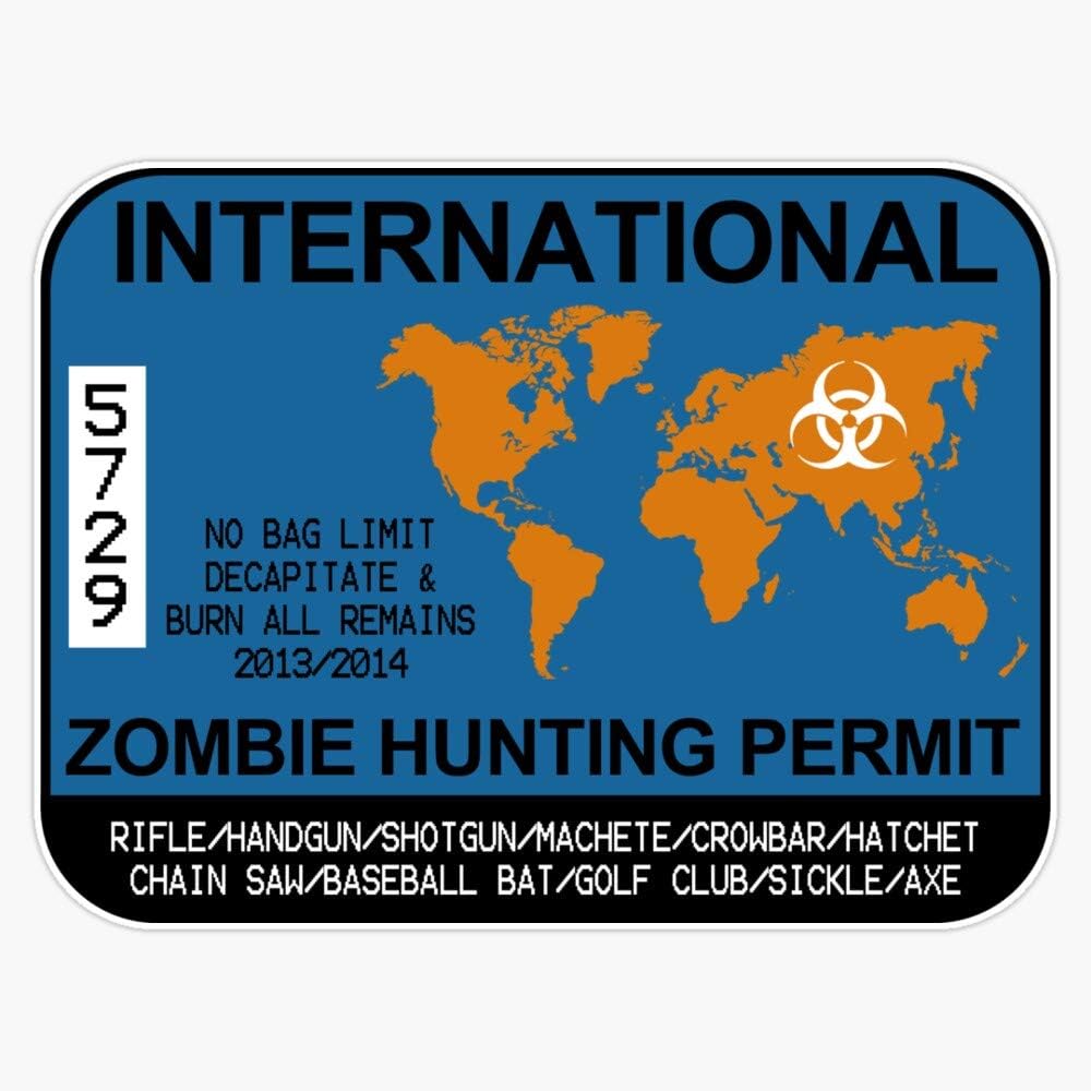 Amazon.com: Zombie Hunting Permit 2013/2014 Sticker Bumper Sticker ...
