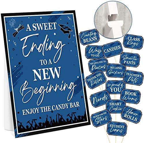 Amazon.com: 20PCS Graduation Candy Buffet Labels, 1 Blue Glitter ...