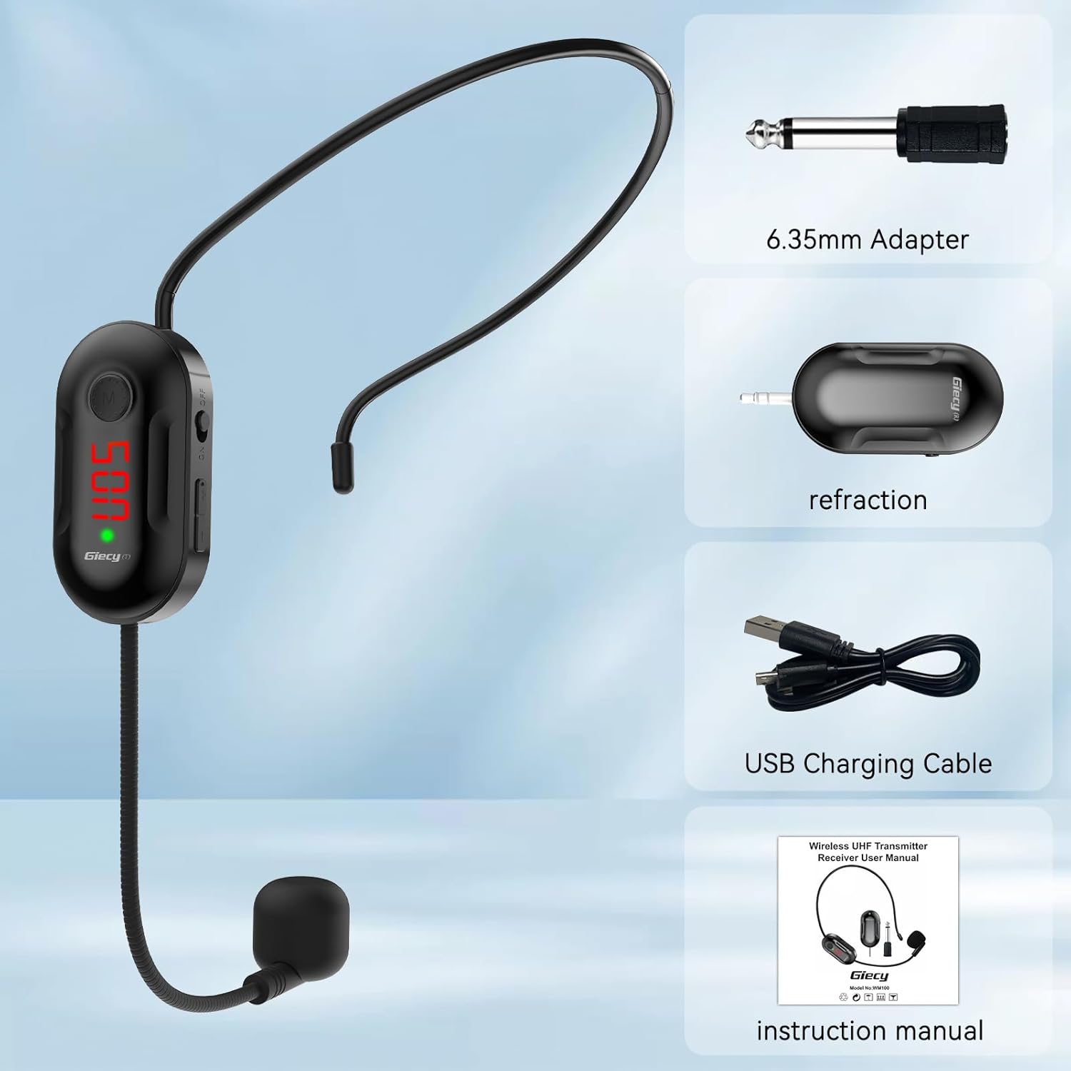 Manuale utente del sistema microfonico UHF con cuffia microfonica ...