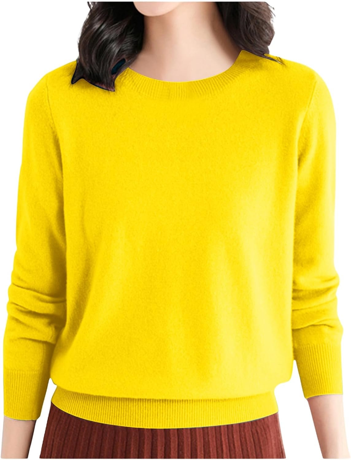 Pullover Damen Basic, Pulli Damen Elegant-Langarmshirt Damen Rundhals ...