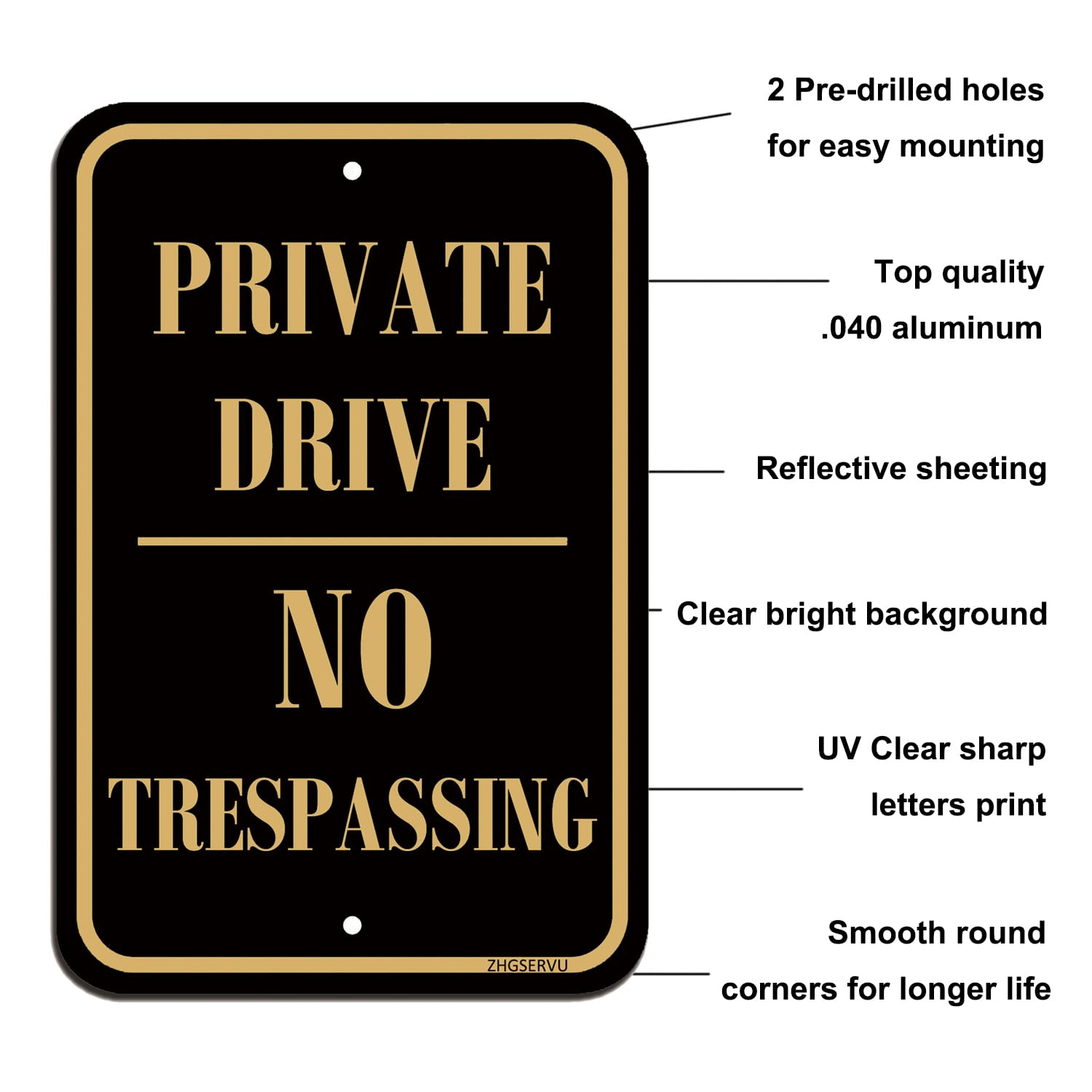 Snapklik.com : Private Drive No Trespassing Signs 2 Pack 12 X 18 Inches ...