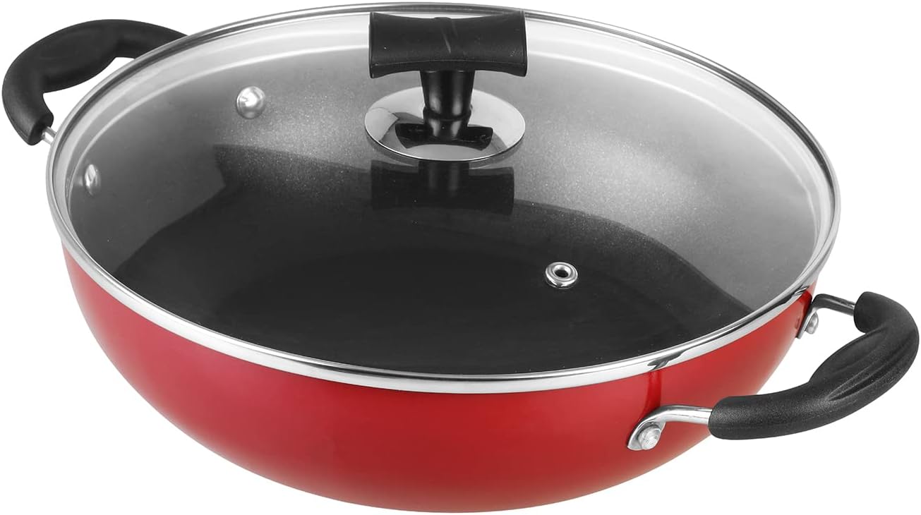 Vinod Stainless Steel Deluxe Kadhai with Glass Lid - 2.4 Litre, 22cm ...