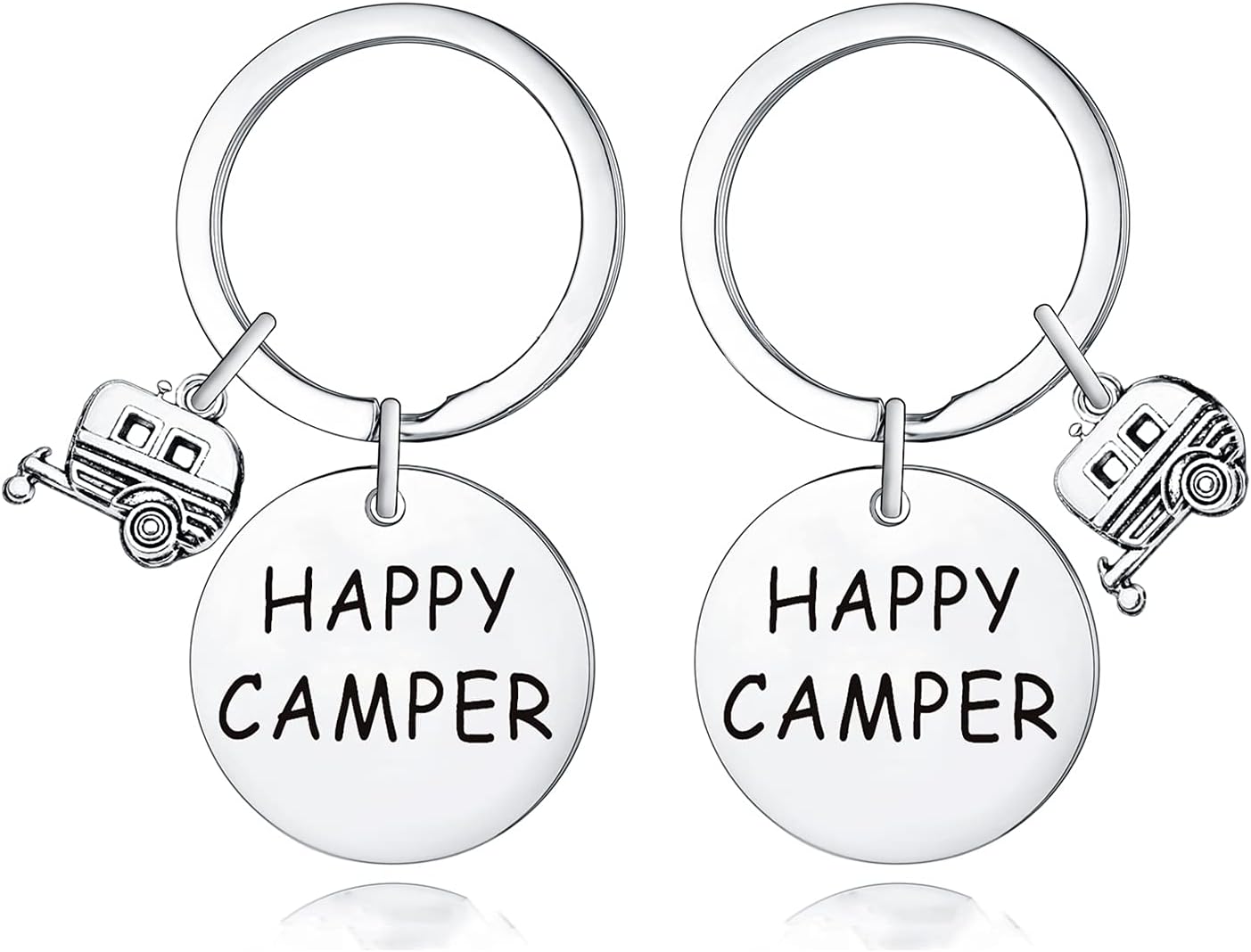Nzztont 2 Pack Happy Camper Keychains Camping Keychain Keyring Gift For ...