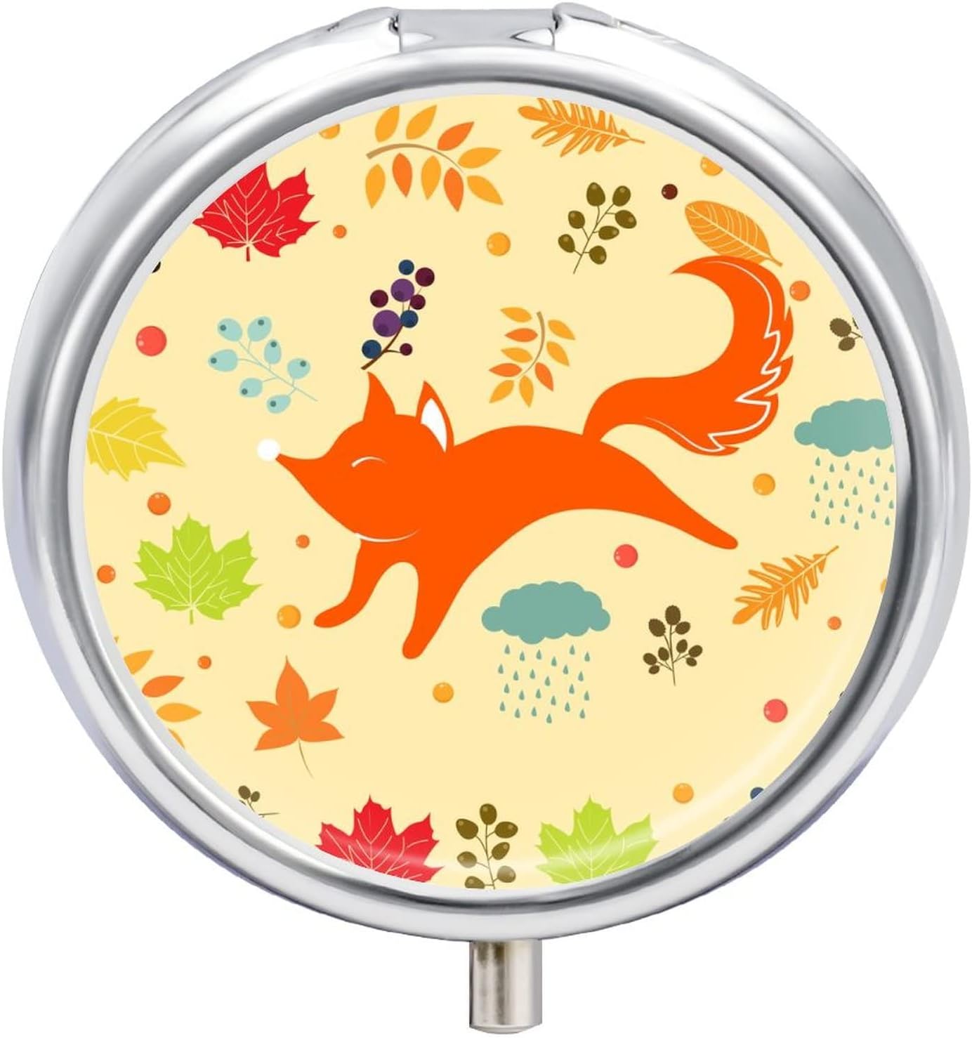 Amazon.com: Pill Box Cute Fox Round Medicine Tablet Case Portable ...