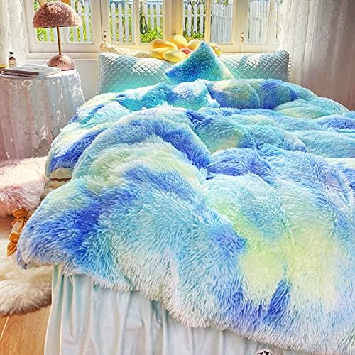Amazon.com: DYcolor Plush Shaggy Duvet Cover Set, 3 Pieces Colorful ...