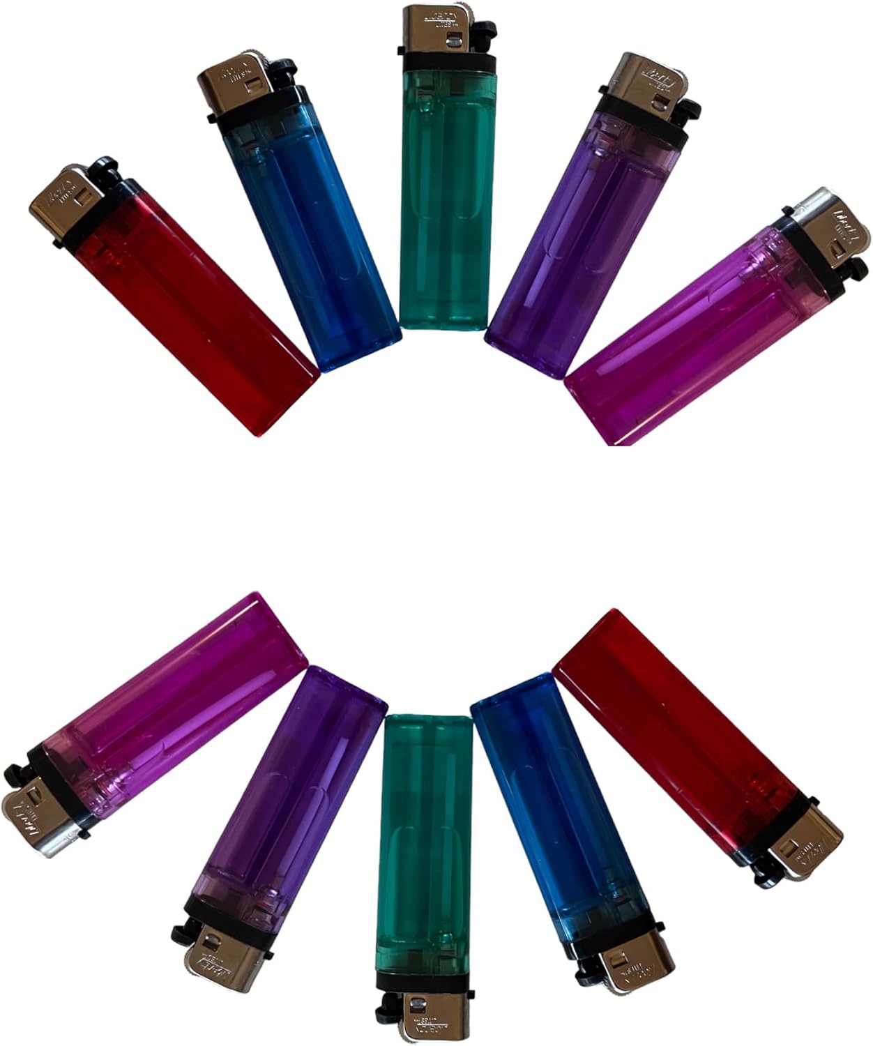 Amazon.com: 10 Pcs Full Size Disposable Butane Lighter Assorted Colors ...