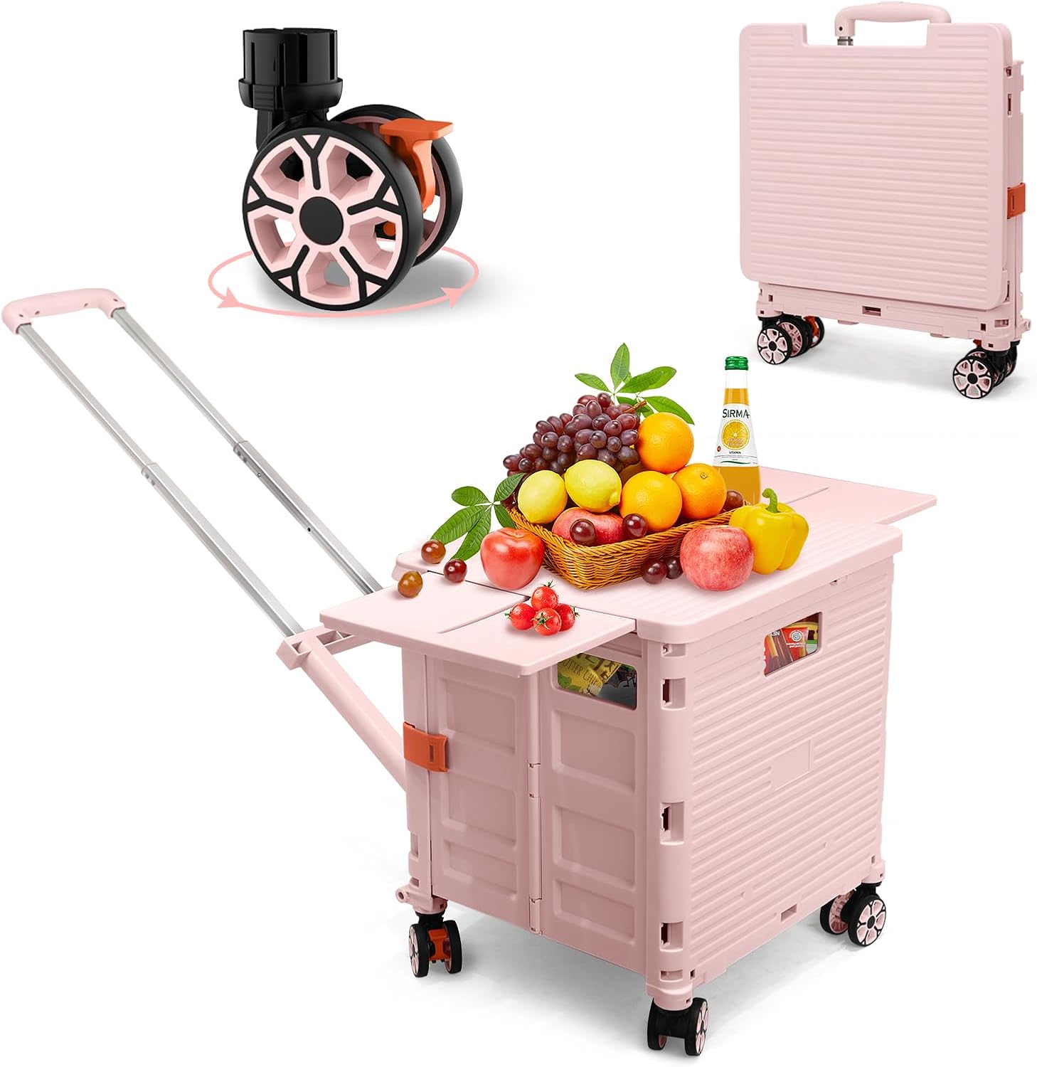 Amazon.com: Foldable Utility Cart Collapsible Portable Crate Rolling ...