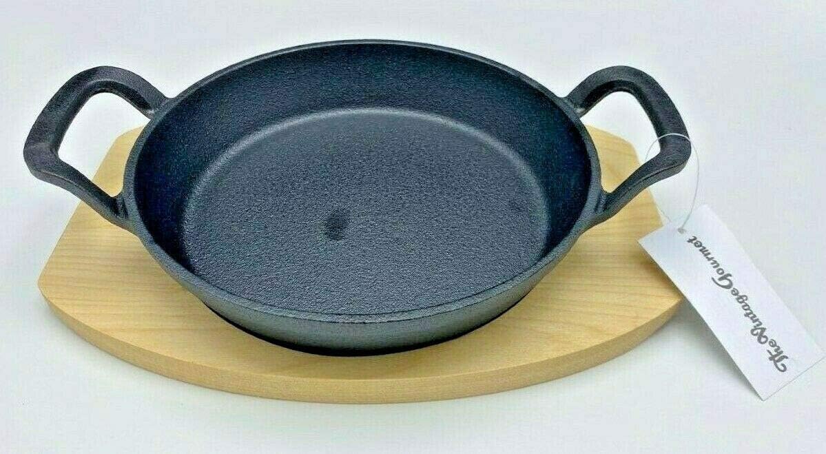 Vintage Gourmet ® Pre-Seasoned 20cm Diameter x 4cm Deep Cast Iron Round ...