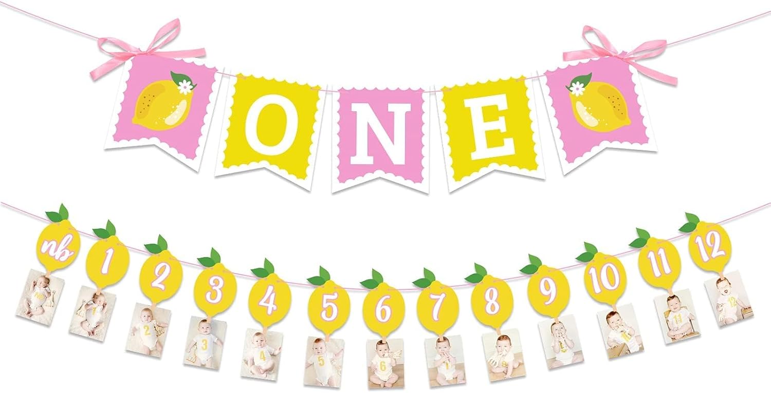 Amazon.com: Lemon Party Decorations Lemon First Birthday Photo Banner ...